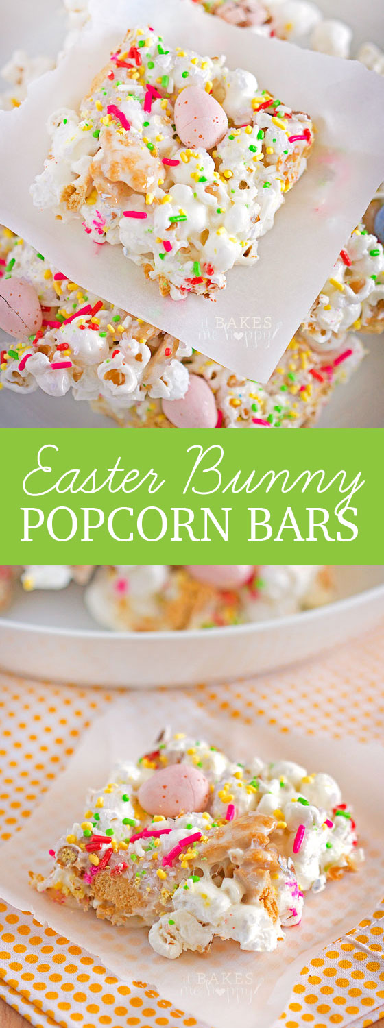 Easter Bunny Popcorn Bars - It Bakes Me Happy